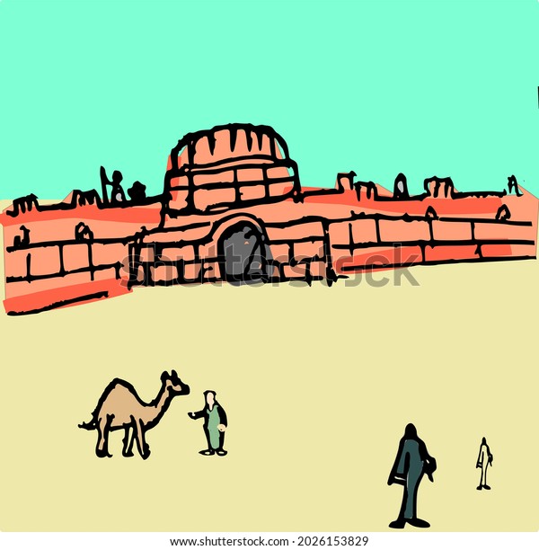 Old Fort Historical Cartoon Vector Stock Vector (Royalty Free ...