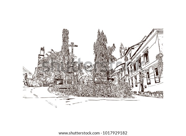 Old Goa India Hand Drawn Sketch Stock Vector (Royalty Free) 1017929182 ...
