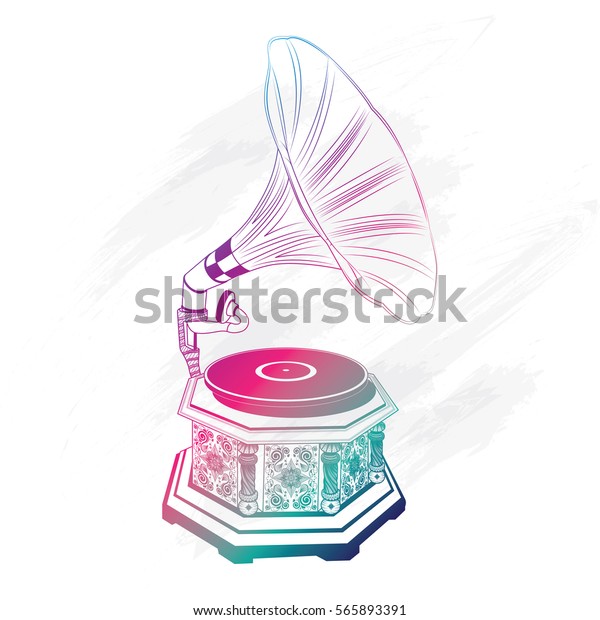Old Gramophone Colorful Stock Vector (Royalty Free) 565893391 ...