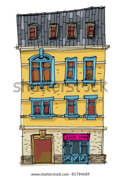 Old House Book Store Showcase Ground Stock Vector (Royalty Free) 85784689