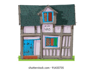 Old House Cartoon Stock Vector (Royalty Free) 91433735 | Shutterstock