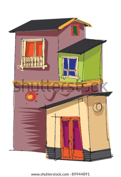 Old House Cartoon Stock Vector (Royalty Free) 89944891 | Shutterstock