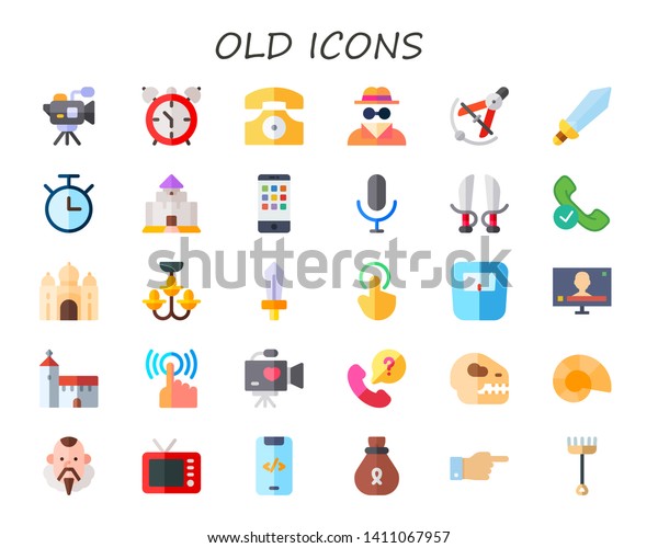 Old Icon Set 30 Flat Old Stock Vector (Royalty Free) 1411067957 ...