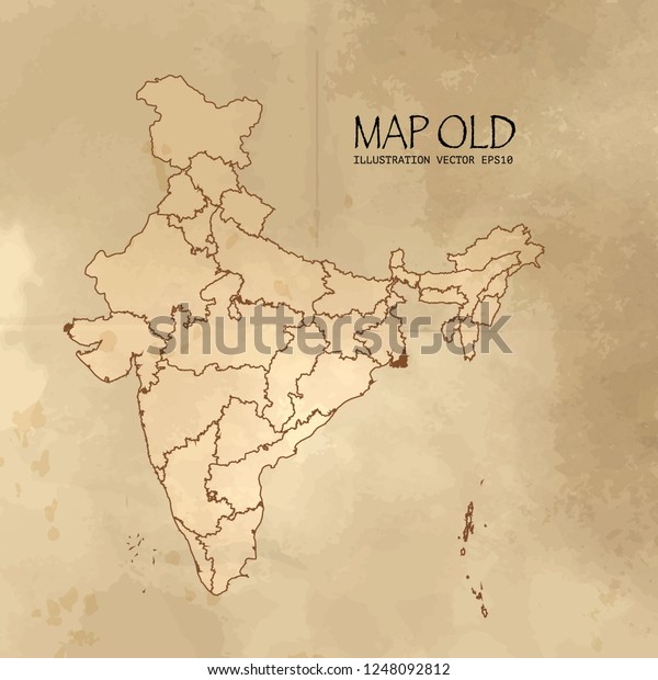 Old India Map Vintage Paper Texture: стоковая векторная графика (без ...