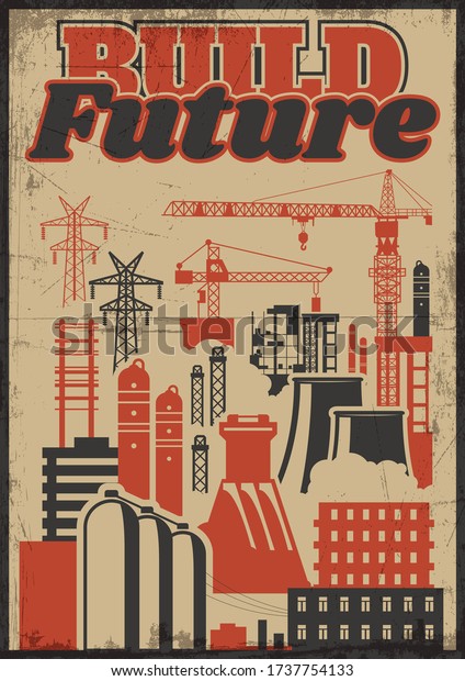 Old Industry Propaganda Poster Stylization Factory Stock Vector ...