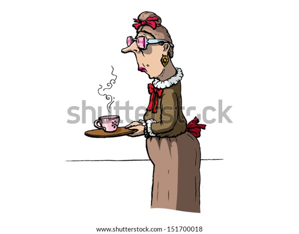 Old Lady Brings Cup Tea Stock Vector (Royalty Free) 151700018