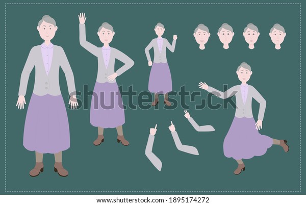 Old Lady Character Vector Illustration Stock Vector (Royalty Free ...