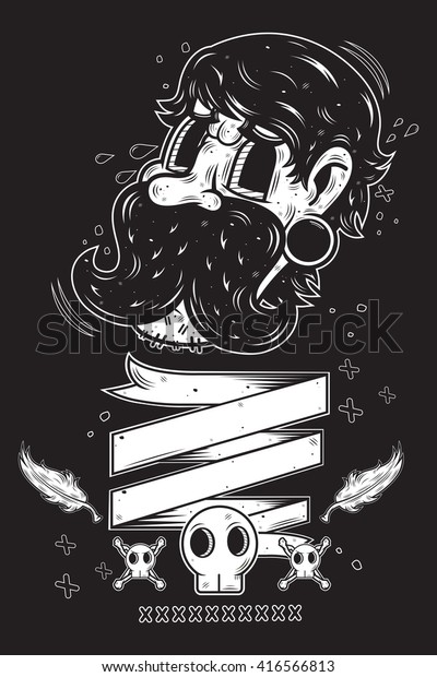 Old Man Banner Skull Crossbones On Stock Vector (Royalty Free ...