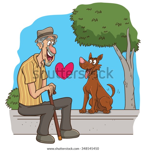 Old Man Dog Vector Cartoon Illustration : image vectorielle de stock ...