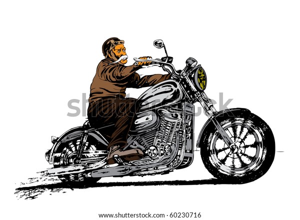 Old Man Riding Motorcycle Stock Vector (Royalty Free) 60230716