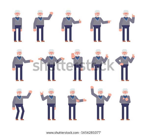 Old Man Showing Various Hand Gestures Stock Vector (Royalty Free ...