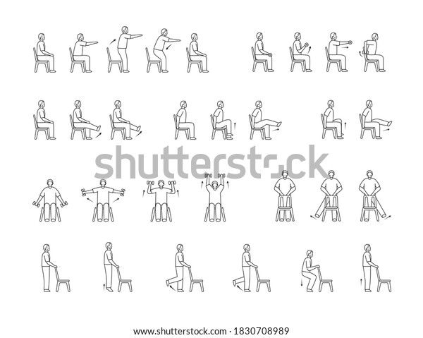 Old Man Sit On Chair Exercise Stock Vector (Royalty Free) 1830708989 ...