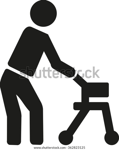 Old Man Walking Frame Icon Stock Vector (Royalty Free) 362823125