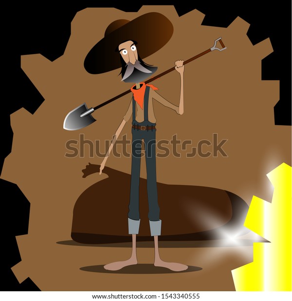 Old Man Worker Digging Mining Gold Stock Vector (Royalty Free) 1543340555