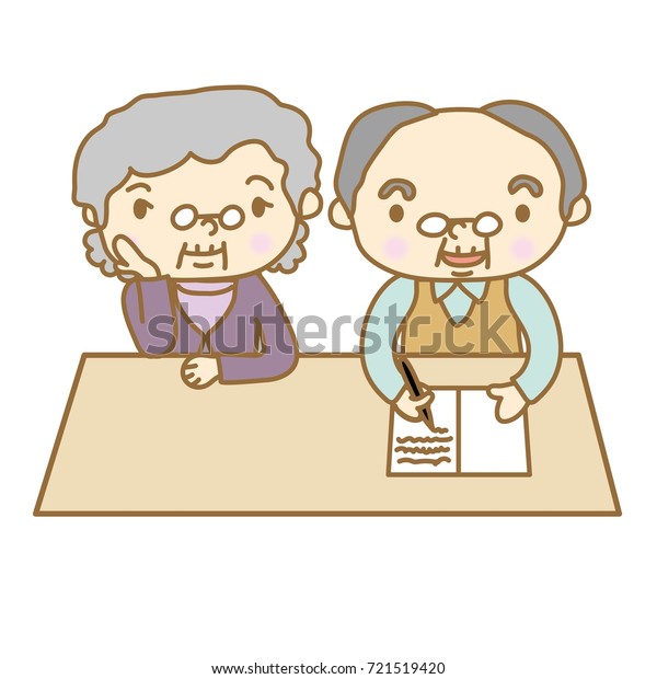 Old Man Writing On Note Stock Vector (Royalty Free) 721519420