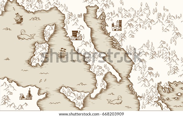 Old Map Italy Medieval Cartography Vector Stock Vector (Royalty Free ...