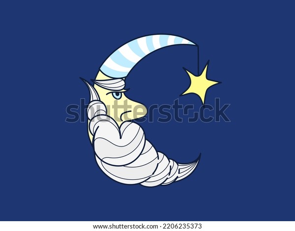 Old Moon Beard Mustache Nightcap Star Stock Vector (Royalty Free ...