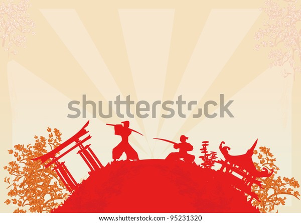 Old Paper Samurai Silhouette Stock Vector (Royalty Free) 95231320 ...