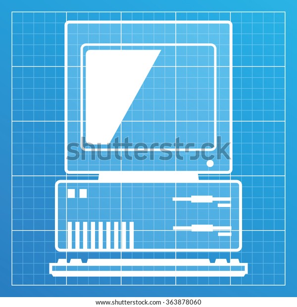 Old Pc Icon On Blueprint Paper Stock Vector (Royalty Free) 363878060 ...