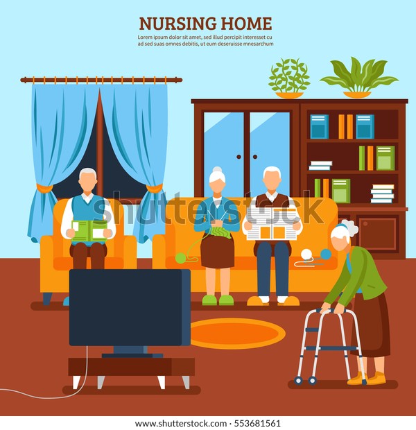 Old People Home Interior Background Text Stock Vector (Royalty Free ...