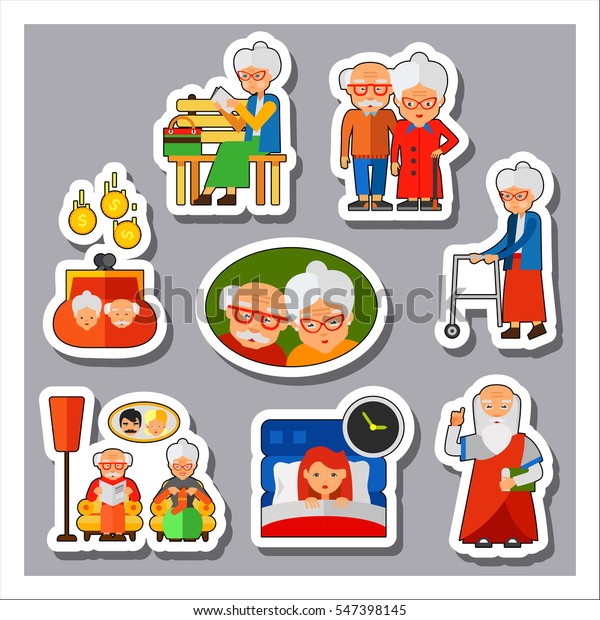 Old People Icon Set Stock Vector (Royalty Free) 547398145 | Shutterstock