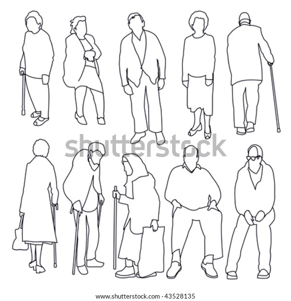 Old People Line Style Set Stock Vector (Royalty Free) 43528135