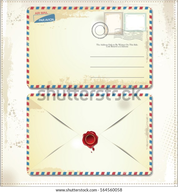Old Postage Envelope Stamps Wax Seal Stock Vector (Royalty Free ...