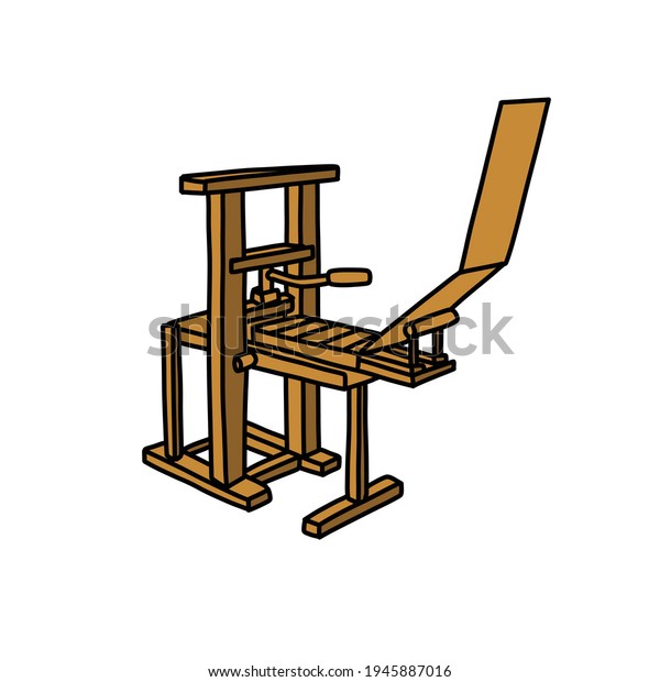 Old Printing Press Doodle Icon Vector Stock Vector (Royalty Free ...