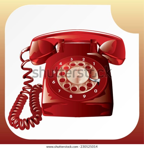 Old Red Analogue Telephone Vector Illustration Stock Vector (Royalty ...