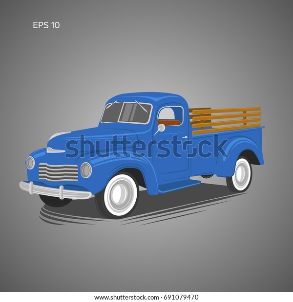 Old Retro Pickup Truck Vector Illustration Stock Vector (Royalty Free ...