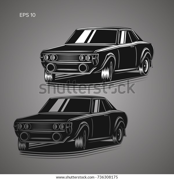Old Retro Rally Car Vector Illustration Stock Vector (Royalty Free ...