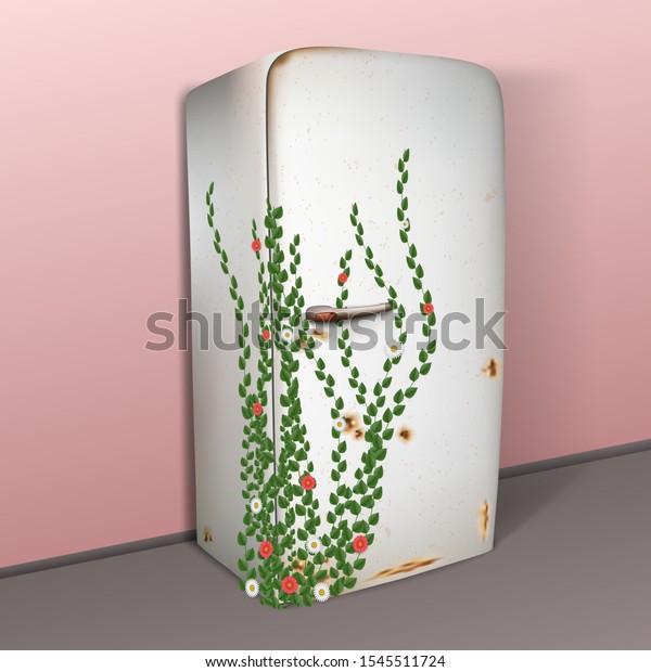 Old Rusty Realistic 3d Fridge Vector Stock Vector (Royalty Free ...
