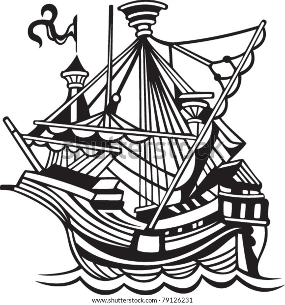 Old Sail Spanish Ship Stock Vector (Royalty Free) 79126231