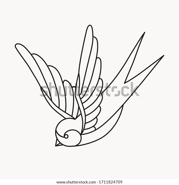 Old School Bird Tattoo Flash Sheet Stock Vector (Royalty Free) 1711824709