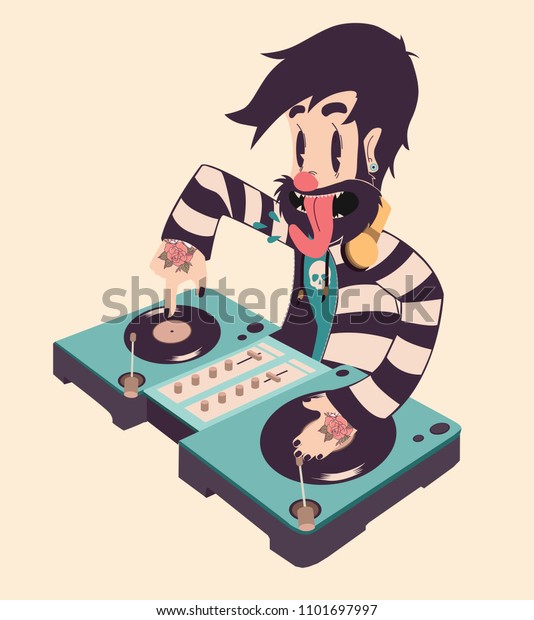 Old School Cartoon Hipster Dj Stock Vector (Royalty Free) 1101697997 ...