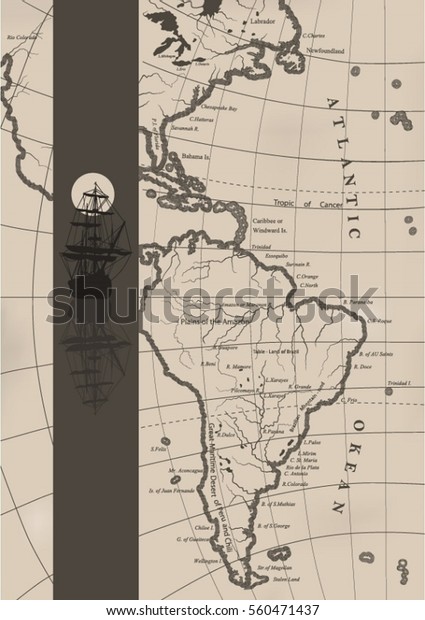 Old Sea Charts Sailing Ship Stock Vector (Royalty Free) 560471437 ...