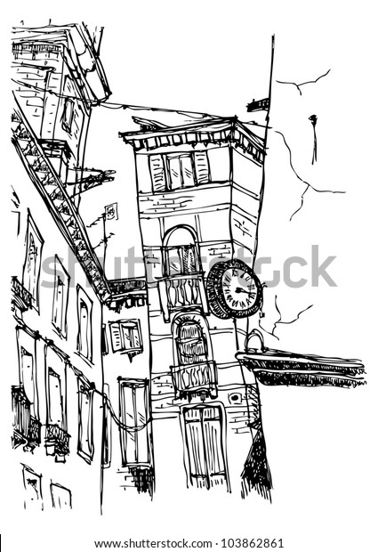 Old Street Sketch Vector Stock Vector (Royalty Free) 103862861 ...