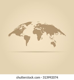Old Style Curved World Map Stock Vector (Royalty Free) 313992074 ...