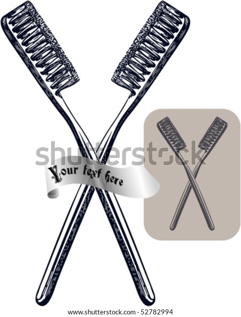 Old Style Drawing Depicting Toothbrushes Stock Vector (Royalty Free ...