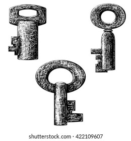 Old Style Key Collectionvector Drawing Stock Vector (Royalty Free ...