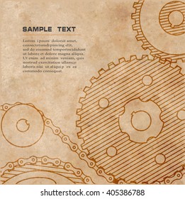 Old Technical Drawing Gears On Paper Stock Vector (Royalty Free) 405386788