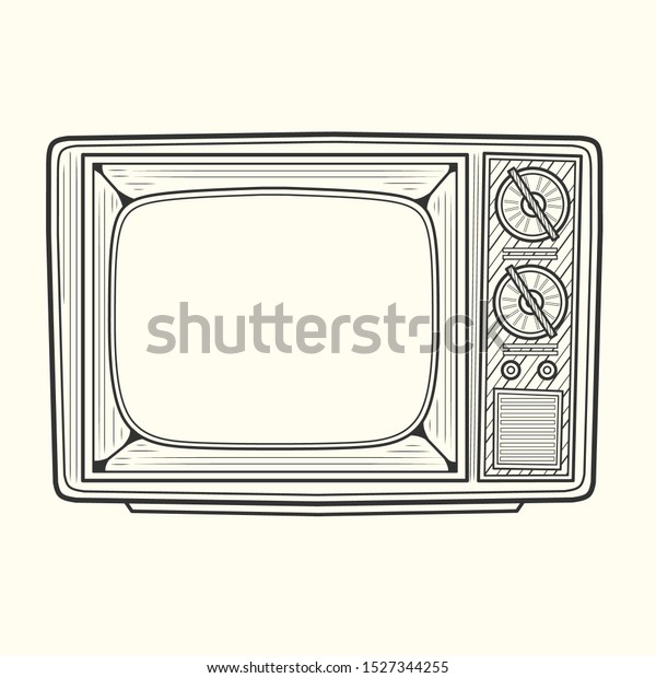Old Television Line Art Version Stock Vector (Royalty Free) 1527344255 ...