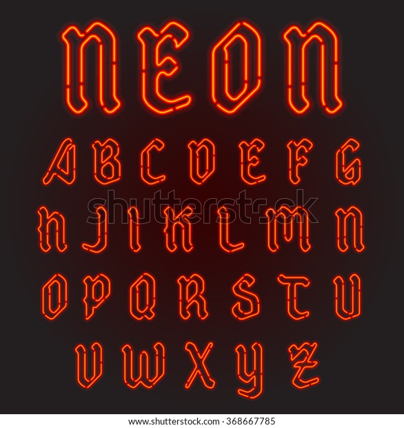 Old Text Red Neon Font Complete Stock Vector (Royalty Free) 368667785 ...