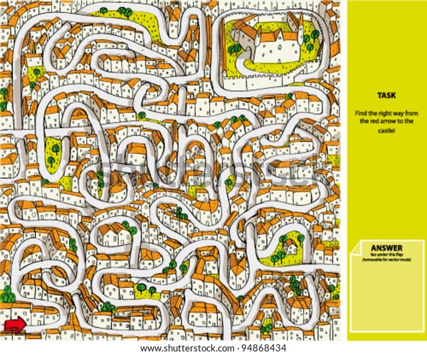 Old Town Maze Game Solution Stock Vector (Royalty Free) 94868434
