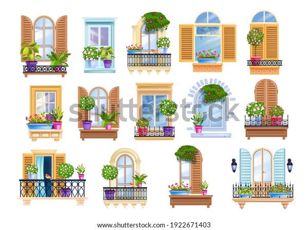 Old Town Window Frame Vintage European Stock Vector (Royalty Free ...