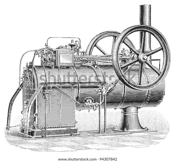 Old Traction Engine Vintage Illustration Meyers Stock Vector (Royalty ...