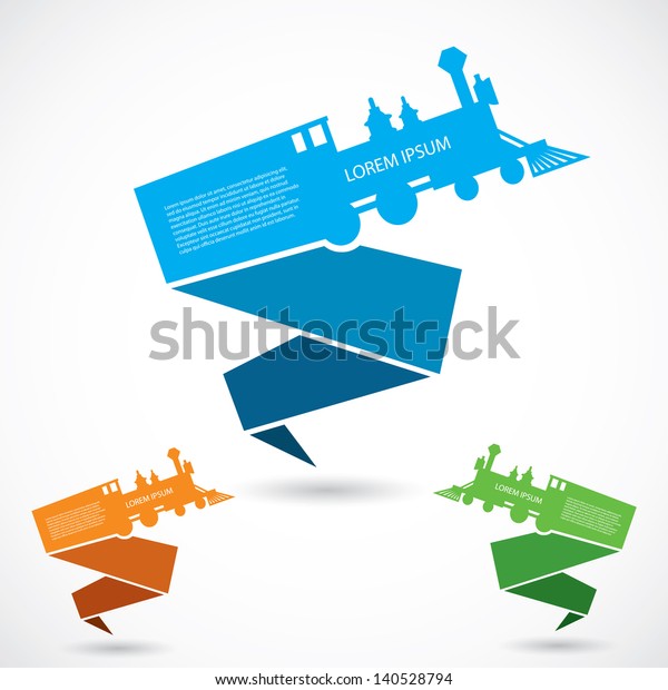 Old Train Origami Banners Vector Illustration: vector de stock (libre ...