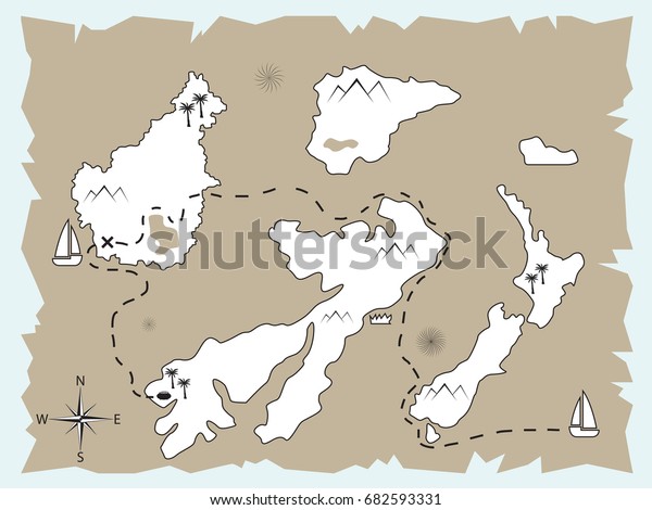 Old Treasure Map Leading Gold Illustrated Stock Vector (Royalty Free ...