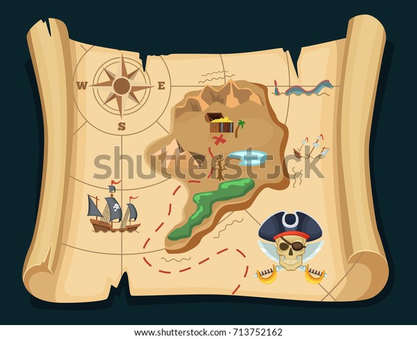 10 454 Pirate map cartoon Snímků, stock fotografií a vektorů | Shutterstock
