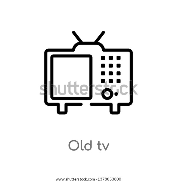 Old Tv Vector Line Icon Simple Stock Vector (Royalty Free) 1378053800 ...